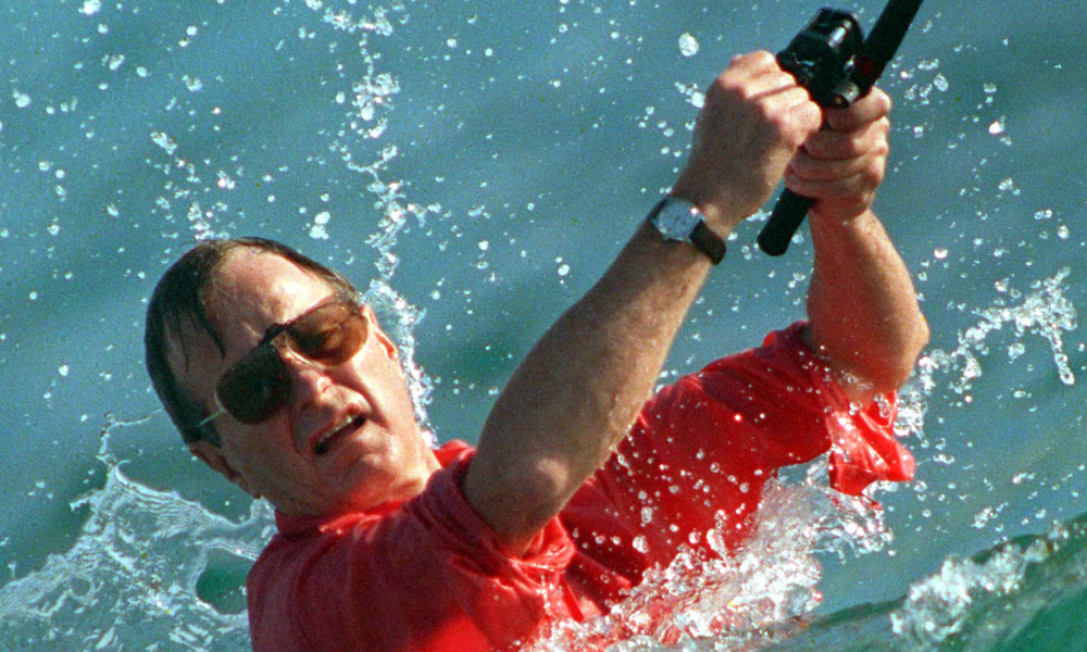 Former U.S. President George H.W. Bush wearing a Seagull watch while ...