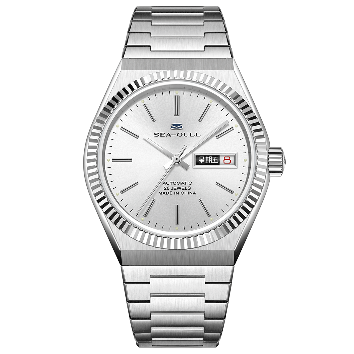 Seagull Stainless Steel Diamond Classic Business Watch 38.5mm