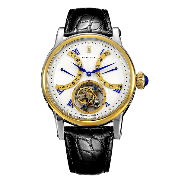 Seagull 24k Gold Bezel Tourbillon Watch 43mm