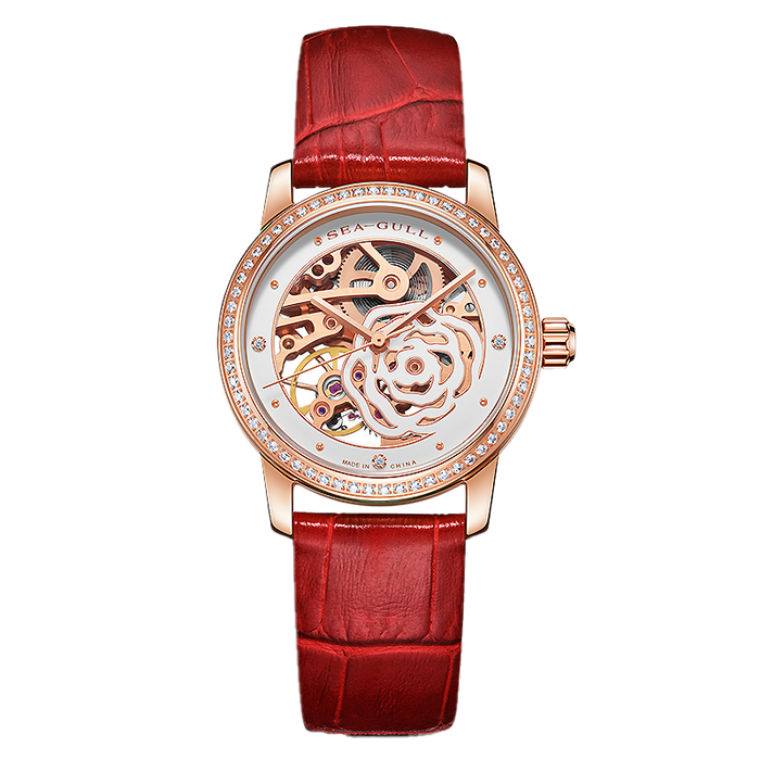 Seagull Camellia Skeleton Watch with Rose Gold Case | Seagull Official