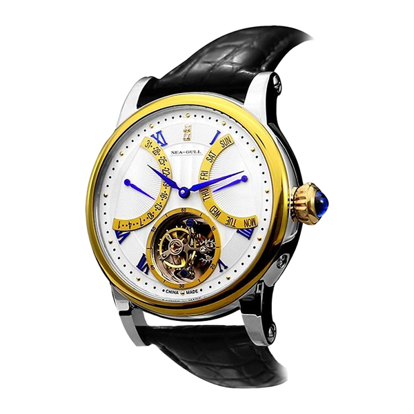 Seagull 24k Gold Bezel Tourbillon Watch 43mm