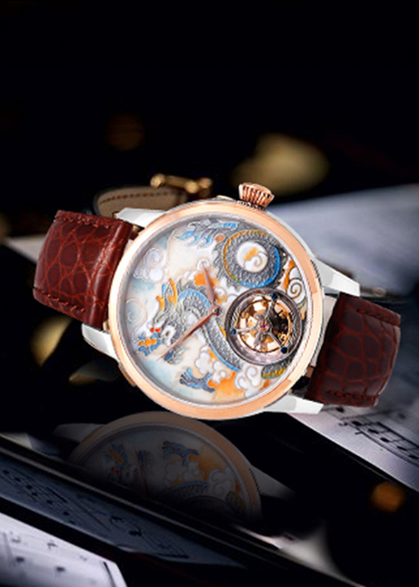 Seagull 18k Gold Dragon Cloisonné Enamel Dial Tourbillon Watch ...