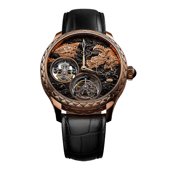 Grand Seagull 18K Rose Gold Dragon Double Tourbillon Watch