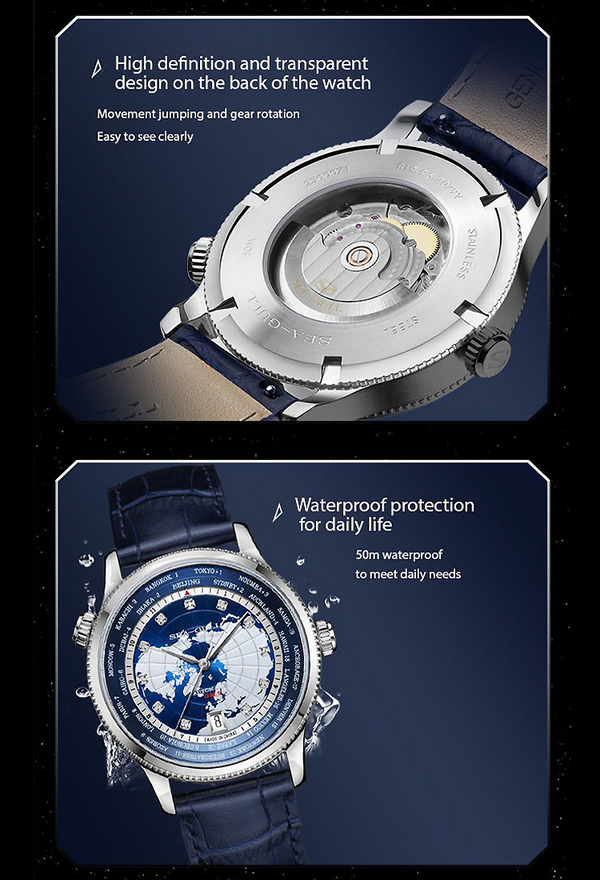 Seagull World Time Watch for Globetrotting Traveler