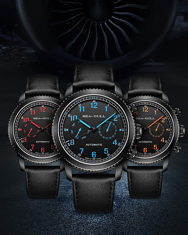 Aviation Dual Time Zone Pilot Automatic Sports Watch 43mm | Seagull ...
